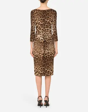 Dolce & Gabbana Leopard-print Cady Midi Dress - Multicolor