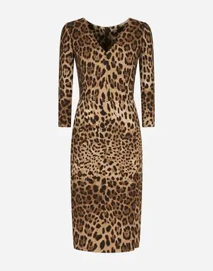 Dolce & Gabbana Leopard-print Cady Midi Dress - Multicolor