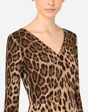 Dolce & Gabbana Leopard-print Cady Midi Dress - Multicolor