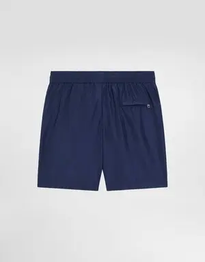 Dolce & Gabbana Mid-length Swim Trunks With Branded Plate - Blue