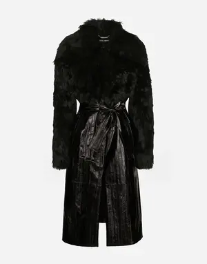 Dolce & Gabbana Alpaca And Eel Skin Belted Coat