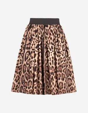 Dolce & Gabbana Leopard-print Poplin Circle Skirt
