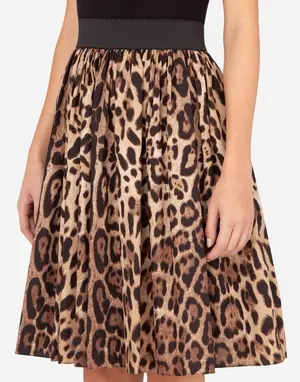Dolce & Gabbana Leopard-print Poplin Circle Skirt