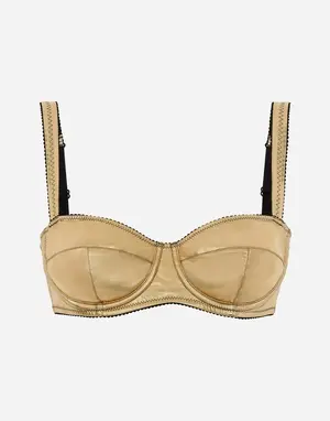 Dolce & Gabbana Foiled Jersey Balconette Bra - Gold