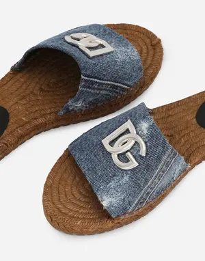 Dolce & Gabbana Patchwork Denim Espadrille Slides