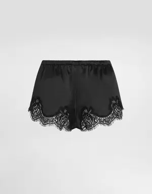 Dolce & Gabbana Elastic Waist Silk Satin Shorts - Black
