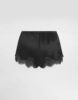 Dolce & Gabbana Elastic Waist Silk Satin Shorts - Black
