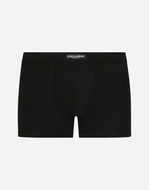 Dolce & Gabbana Two-way Stretch Jersey Boxers With Logo Label - Black