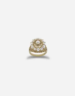 Dolce & Gabbana Romance Ring In Yellow And Pearls - Gold