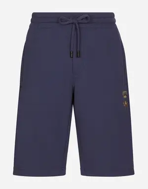 Dolce & Gabbana Jersey Jogging Shorts With Embroidery - Blue
