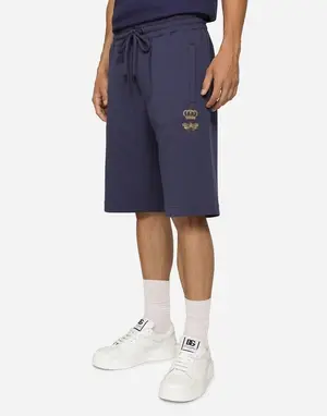 Dolce & Gabbana Jersey Jogging Shorts With Embroidery - Blue