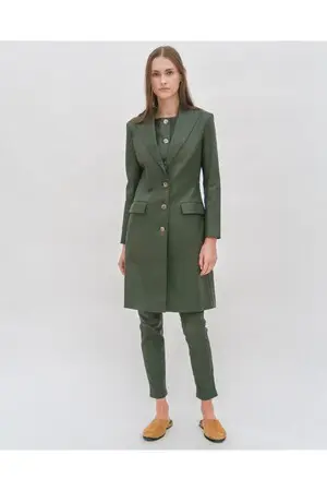 Rosetta Getty Peak Lapel Leather Coat