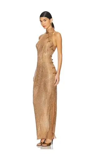 SAU LEE Shao Maxi Dress In Metallic - Copper