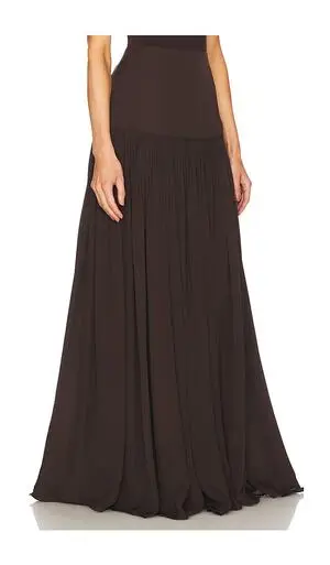 HELSA Diaphanous Maxi Skirt - Coffee