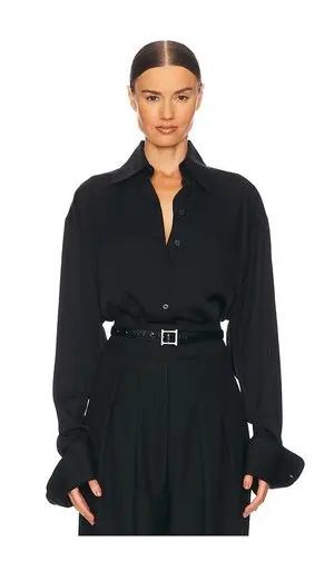 HELSA The Relaxed Silk Shirt - Black
