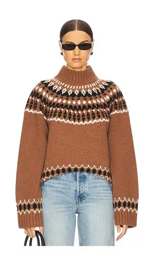 EAVES Fair Isle Knit Sweater - Brown Multi