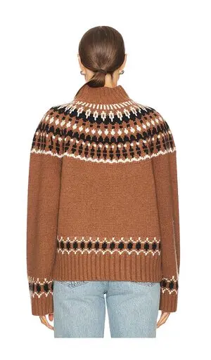 EAVES Fair Isle Knit Sweater - Brown Multi