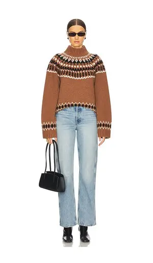 EAVES Fair Isle Knit Sweater - Brown Multi