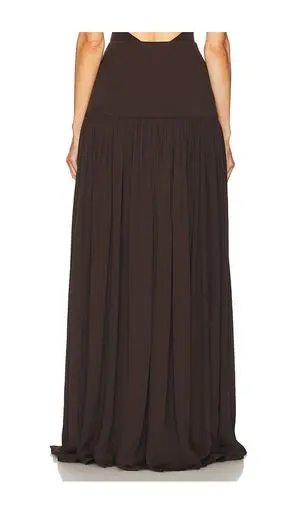 HELSA Diaphanous Maxi Skirt - Brown