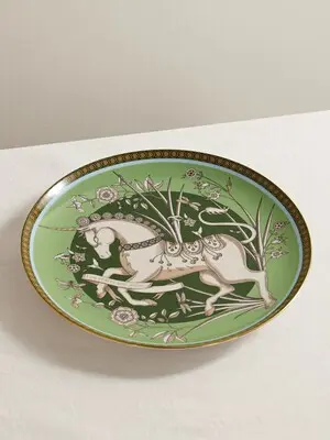 La DoubleJ Gold-plated Porcelain Plate - Green