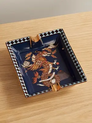 La DoubleJ Gold-plated Porcelain Ashtray - Blue