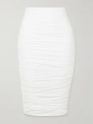 MAYGEL CORONEL Dasos Ruched Midi Skirt - Neutrals