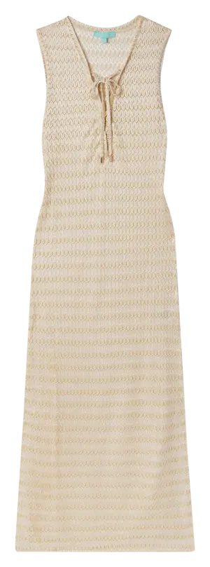 Melissa Odabash Maddie Metallic Crocheted Maxi Dress - Cream