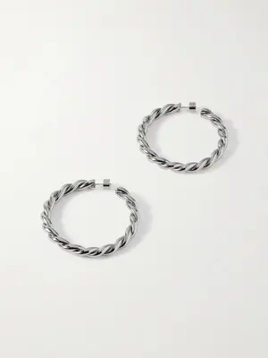 JENNIFER FISHER 2" Twisted Lilly Hoop Earrings - Silver