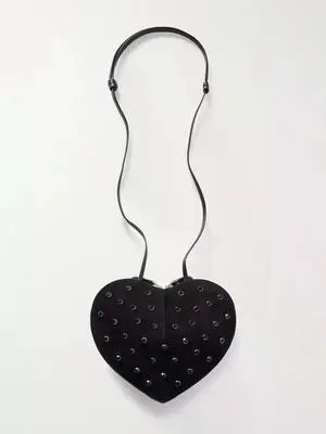 Alaïa Le Coeur Crystal-embellished Suede Shoulder Bag