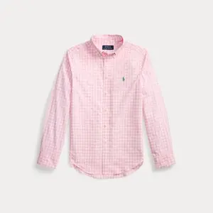 Ralph Lauren Gingham Cotton Poplin Shirt - Carmel Pink/white