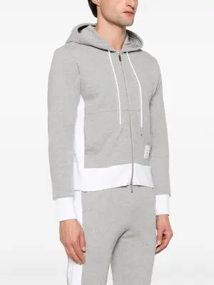Thom Browne Loopback 4-bar Zip-up Hoodie - Grey