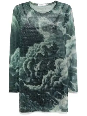 Alexander Wang Crystal-hotfix Cloud-print Mini Dress