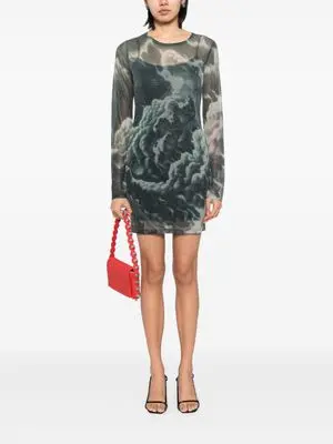 Alexander Wang Crystal-hotfix Cloud-print Mini Dress