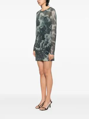 Alexander Wang Crystal-hotfix Cloud-print Mini Dress