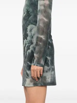 Alexander Wang Crystal-hotfix Cloud-print Mini Dress