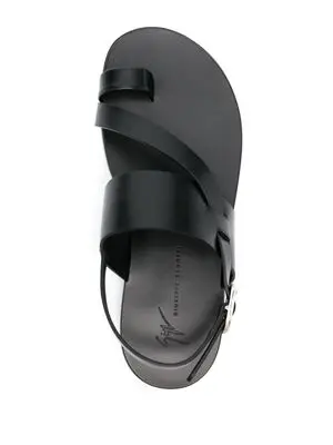 GIUSEPPE ZANOTTI Hezra Toe-loop Leather Sandals - Black