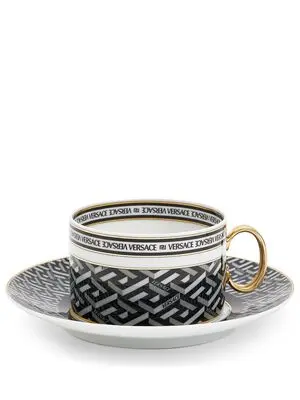 Versace X Rosenthal La Greca Signature Tea Cup And Saucer - Black