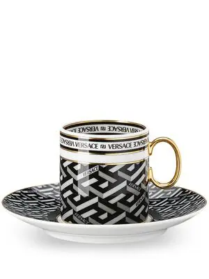 Versace La Greca Signature Espresso Cup And Saucer - Black