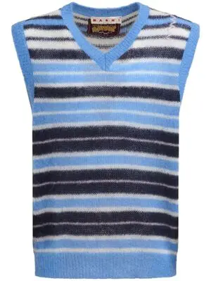 Marni Striped Knit Sleeveless Jumper - Blue