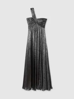 AMUR Metallic One-shoulder Maxi Dress
