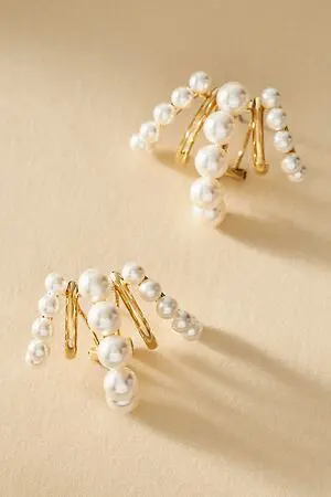Nadri Farrah Multi-pearl Hoop Earrings
