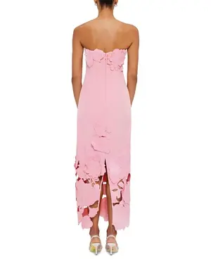 LEO LIN Rayna Strapless Crepe Dress - Flamingo
