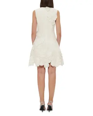 leo lin chloe floral mini dress LEO LIN Chloe Floral-appliqud Crepe Mini Dress in White