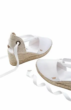 VISCATA Escala Canvas Espadrille Wedges - White