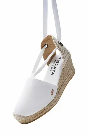 VISCATA Escala Canvas Espadrille Wedges - White