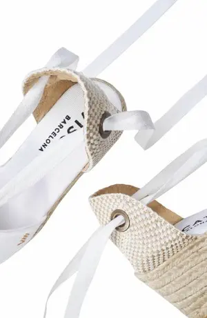 VISCATA Escala Canvas Espadrille Wedges - White
