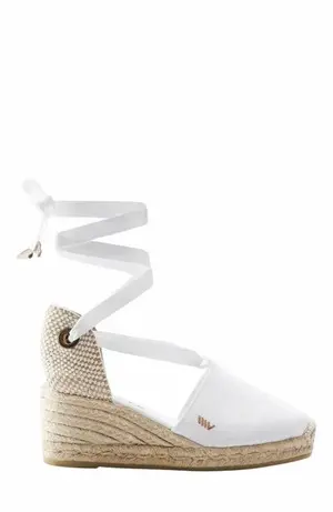 VISCATA Escala Canvas Espadrille Wedges - White