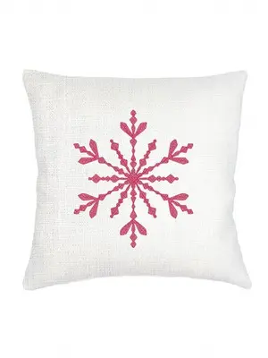 Anaya Winter Snowflake Linen Pillow With Down Alternative Insert - Red