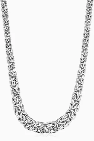 ORADINA Sterling Byzantine Artisan Graduated Chain Necklace - Silver