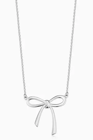 ORADINA Sterling Wrap Me Up Bow Pendant Necklace - Silver